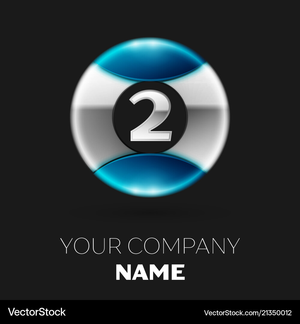 Silver number two logo in the silver-blue circle Vector Image