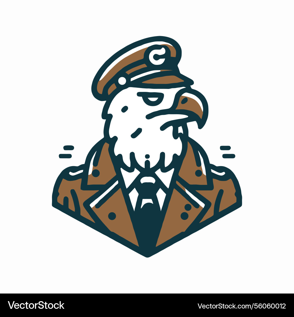 Strong eagle military commander mascot Royalty Free Vector