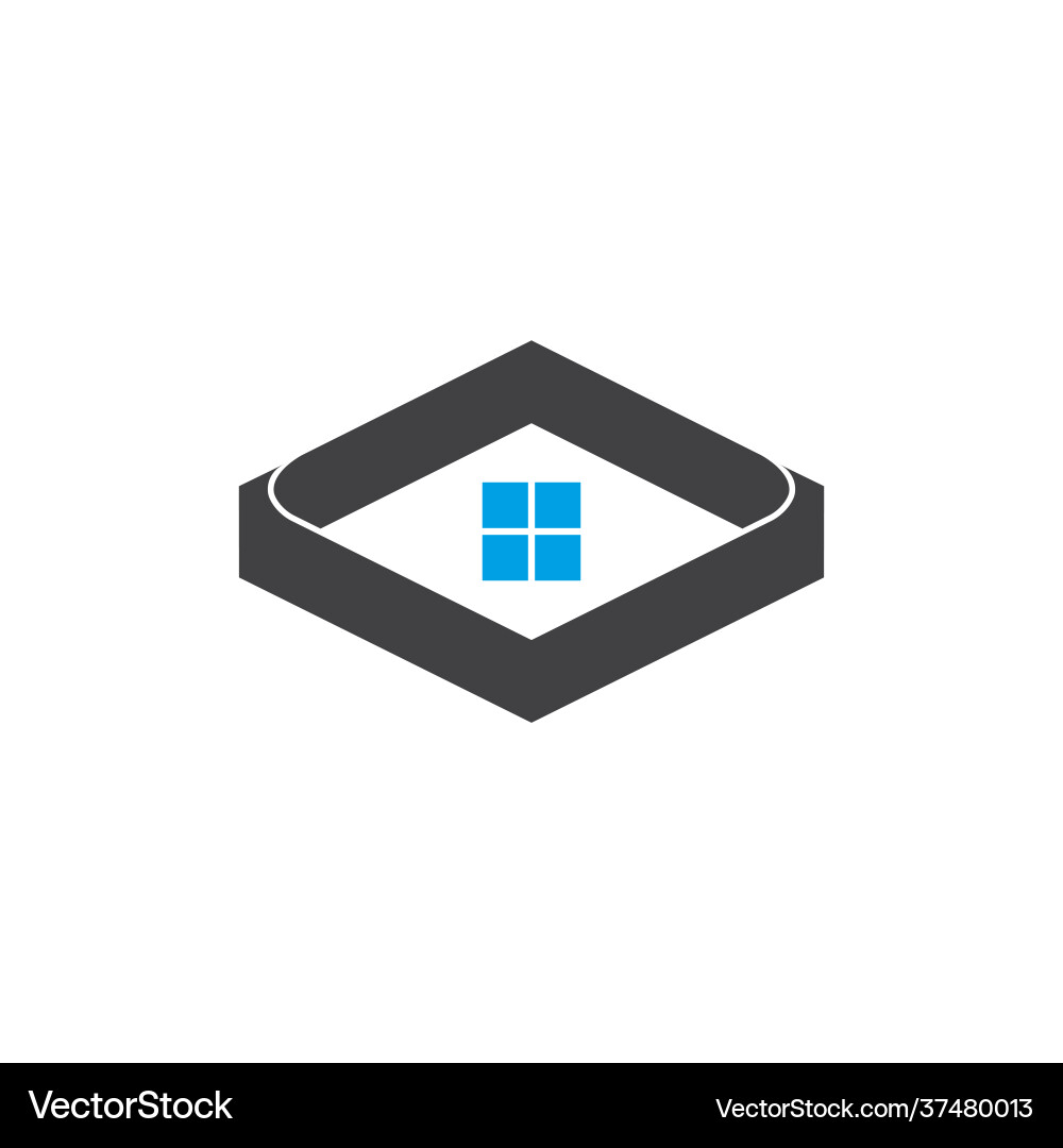 Abstract geometric home shape 3d logo Royalty Free Vector