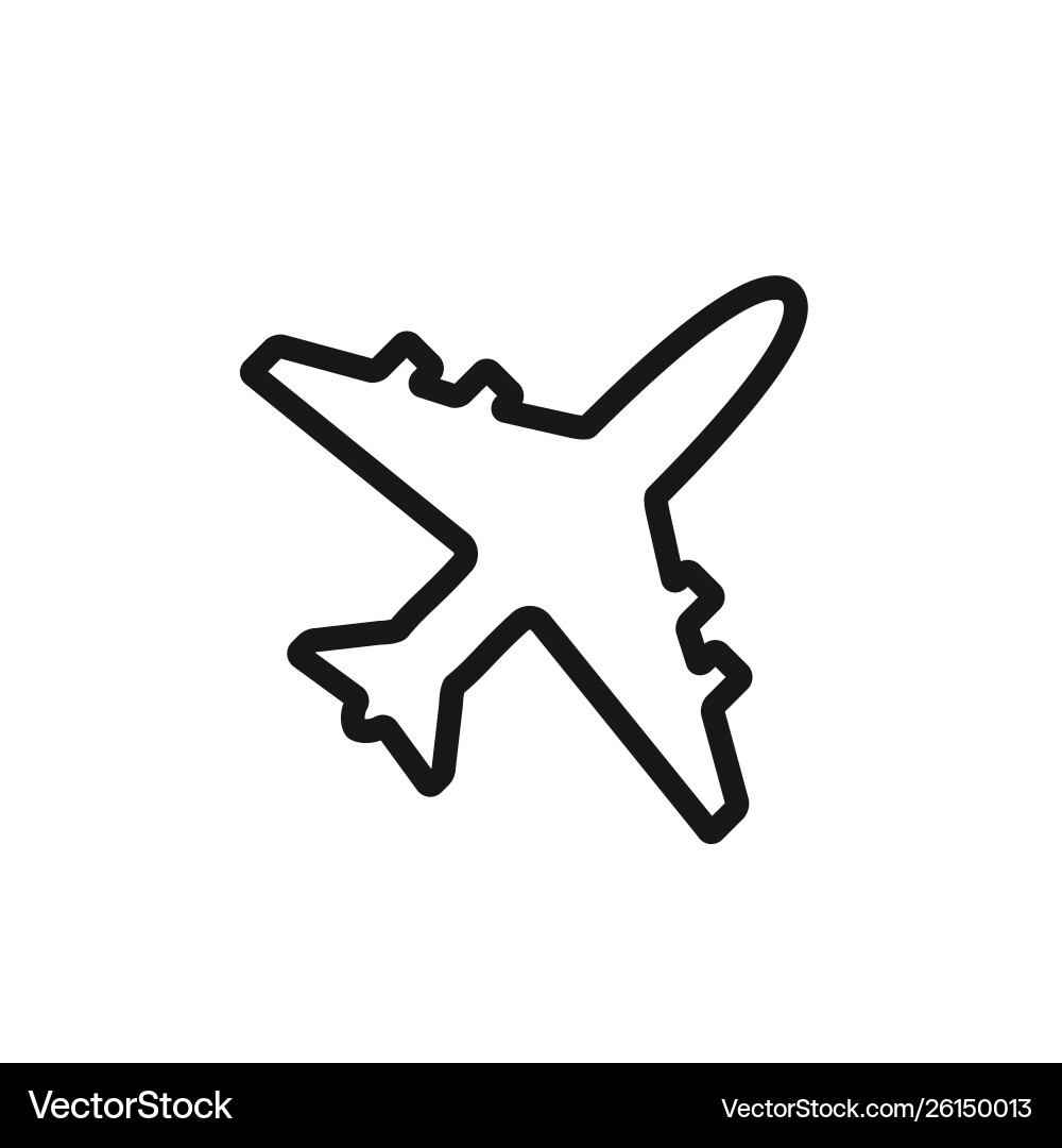 Airplane Line Icon - Aircraft Symbol Royalty Free Vector