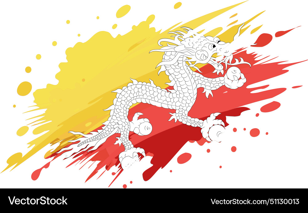 Bhutan flag painted with grunge brush stroke Vector Image