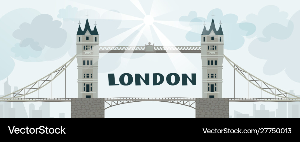 Cartoon image tower bridge in rainy london Vector Image