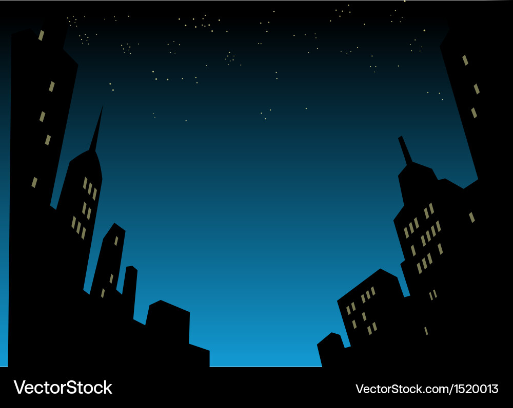 Cartoon Night City Skyline Royalty Free Vector Image