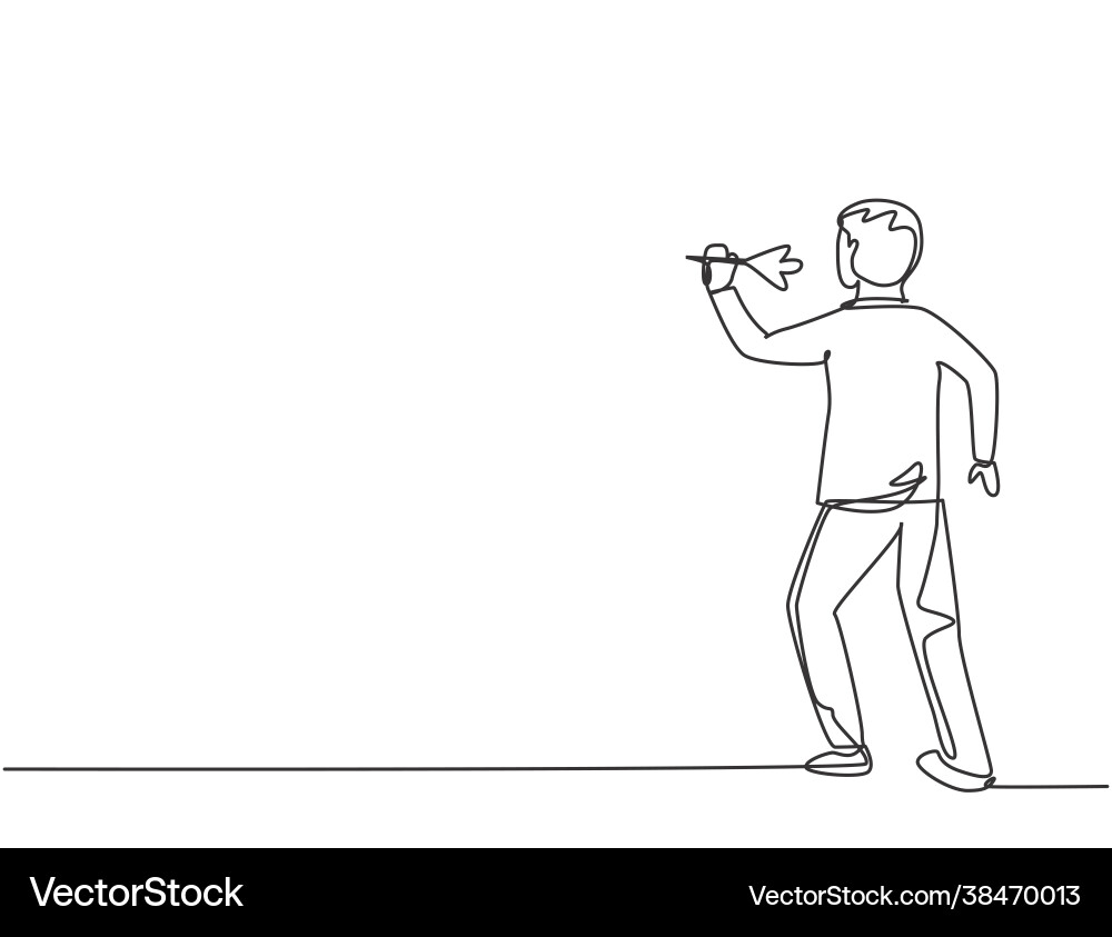 Continuous one line drawing young male worker Vector Image