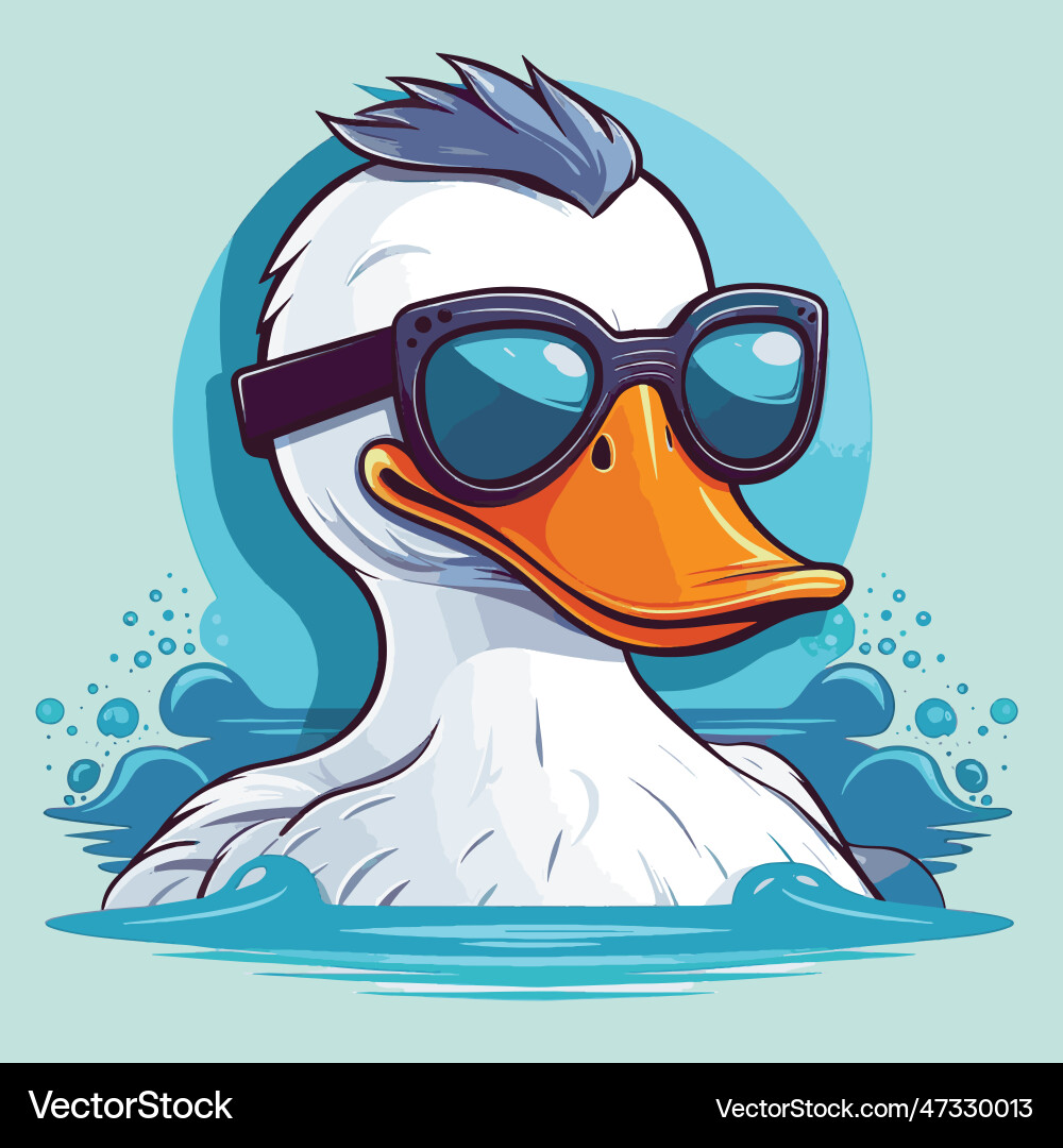 Cool duck summer cartoon icon Royalty Free Vector Image