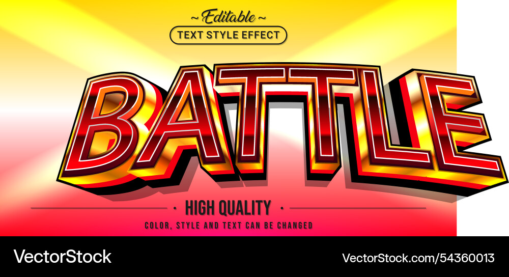 Editable text style effect - battle text style Vector Image