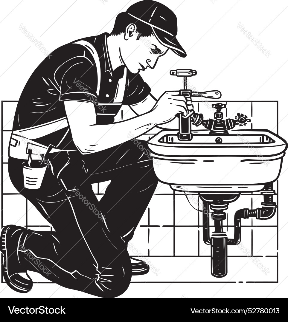Fix it maestro worker repair emblem plumbers pal Vector Image