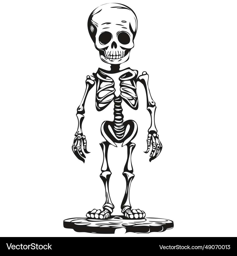 Haunting hand-drawn image of a skeletal entity Vector Image