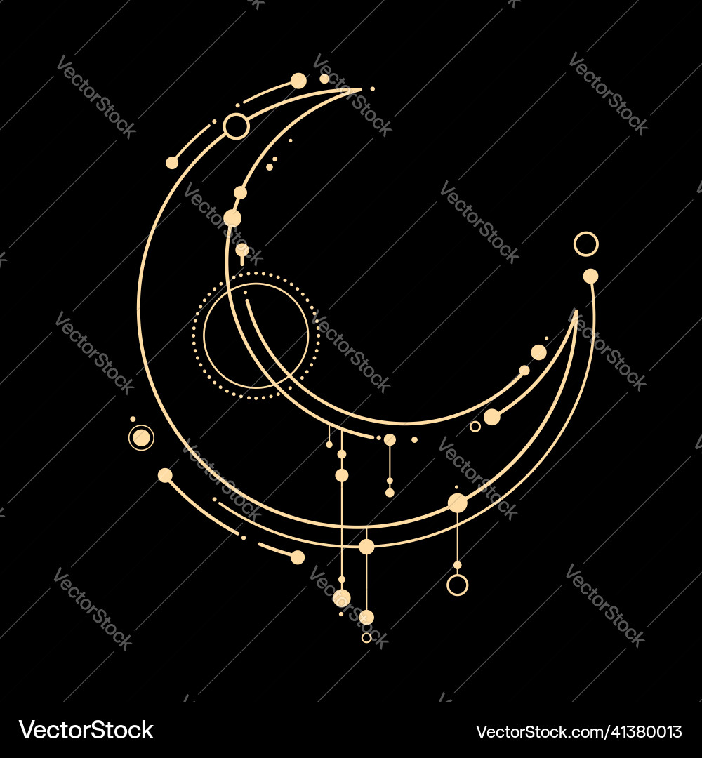 Magical Crescent Moon Symbol Royalty Free Vector Image