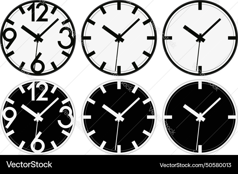 Set of clocks Royalty Free Vector Image - VectorStock