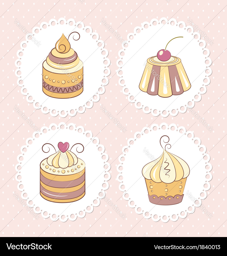 Sweet cupcakes set Royalty Free Vector Image - VectorStock