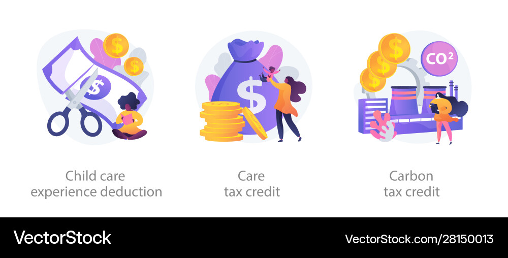 Tax Credits & Deductions Icons Royalty Free Vector Image