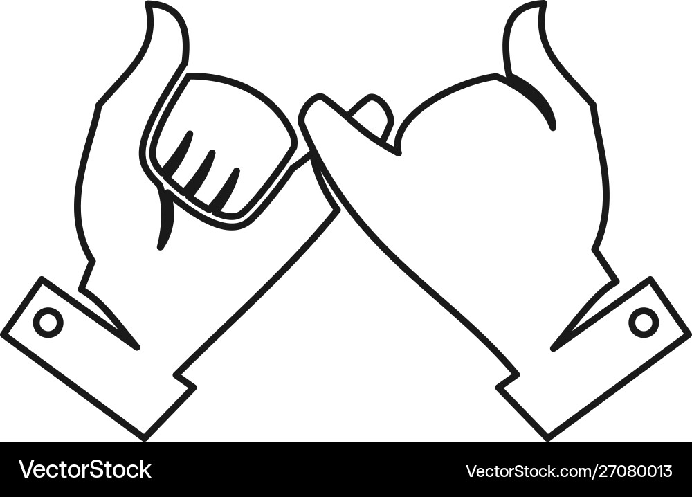 Two hand commitment teamwork together outline logo