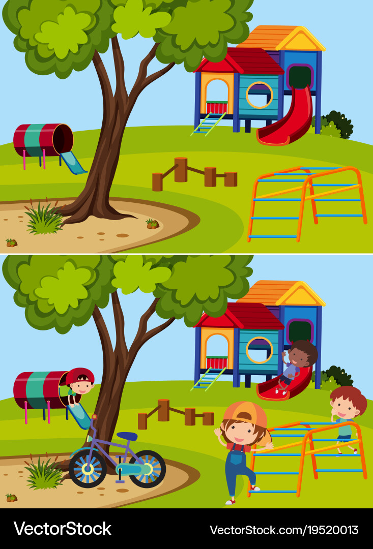Two playground scenes with and without children Vector Image