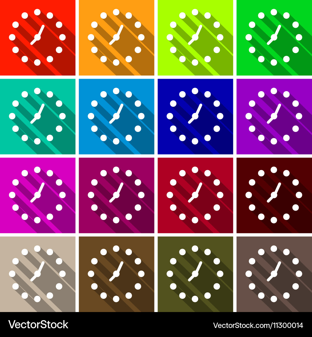 Clock set colorful retro face background Vector Image