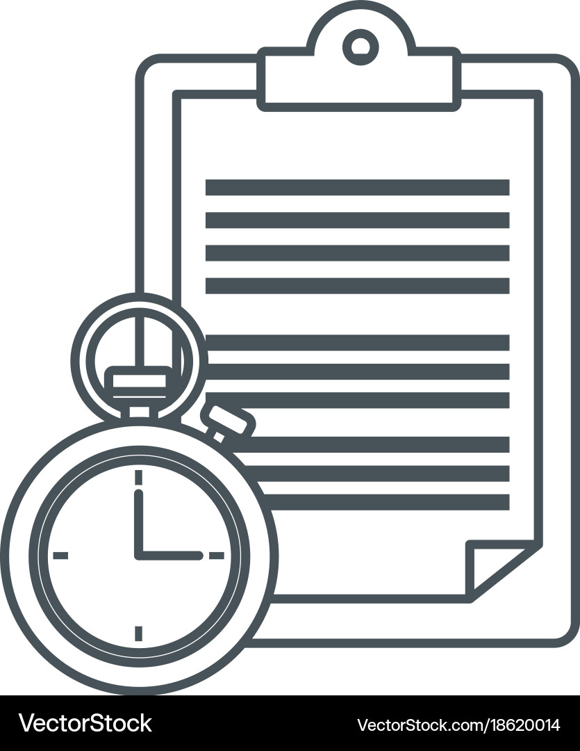 Document board and timer Royalty Free Vector Image