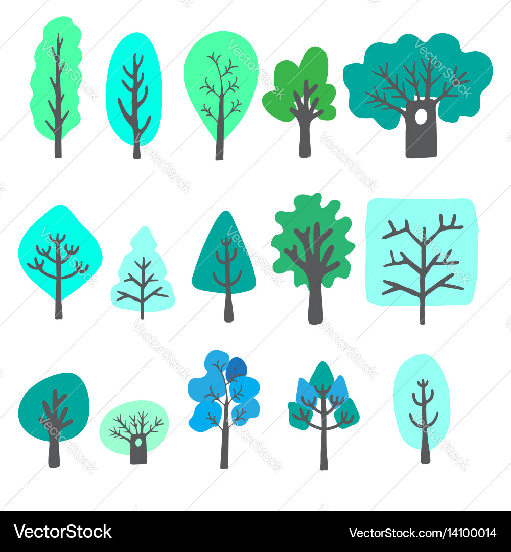 Doodle trees Royalty Free Vector Image - VectorStock