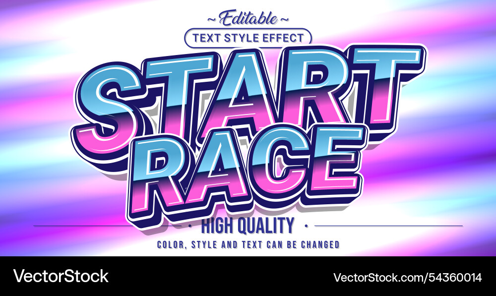 Editable text style effect - start race text Vector Image
