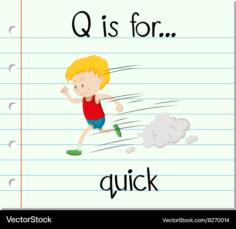 Flashcard letter q is for quick Royalty Free Vector Image