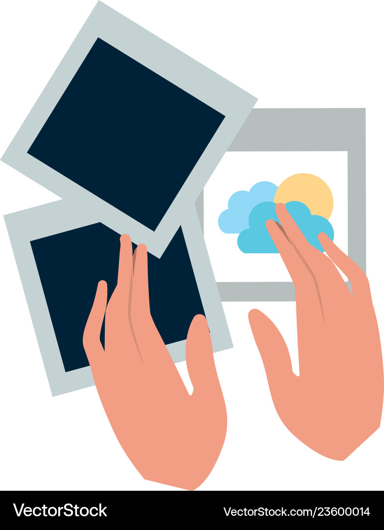 Hands with photography objects isolated icon Vector Image