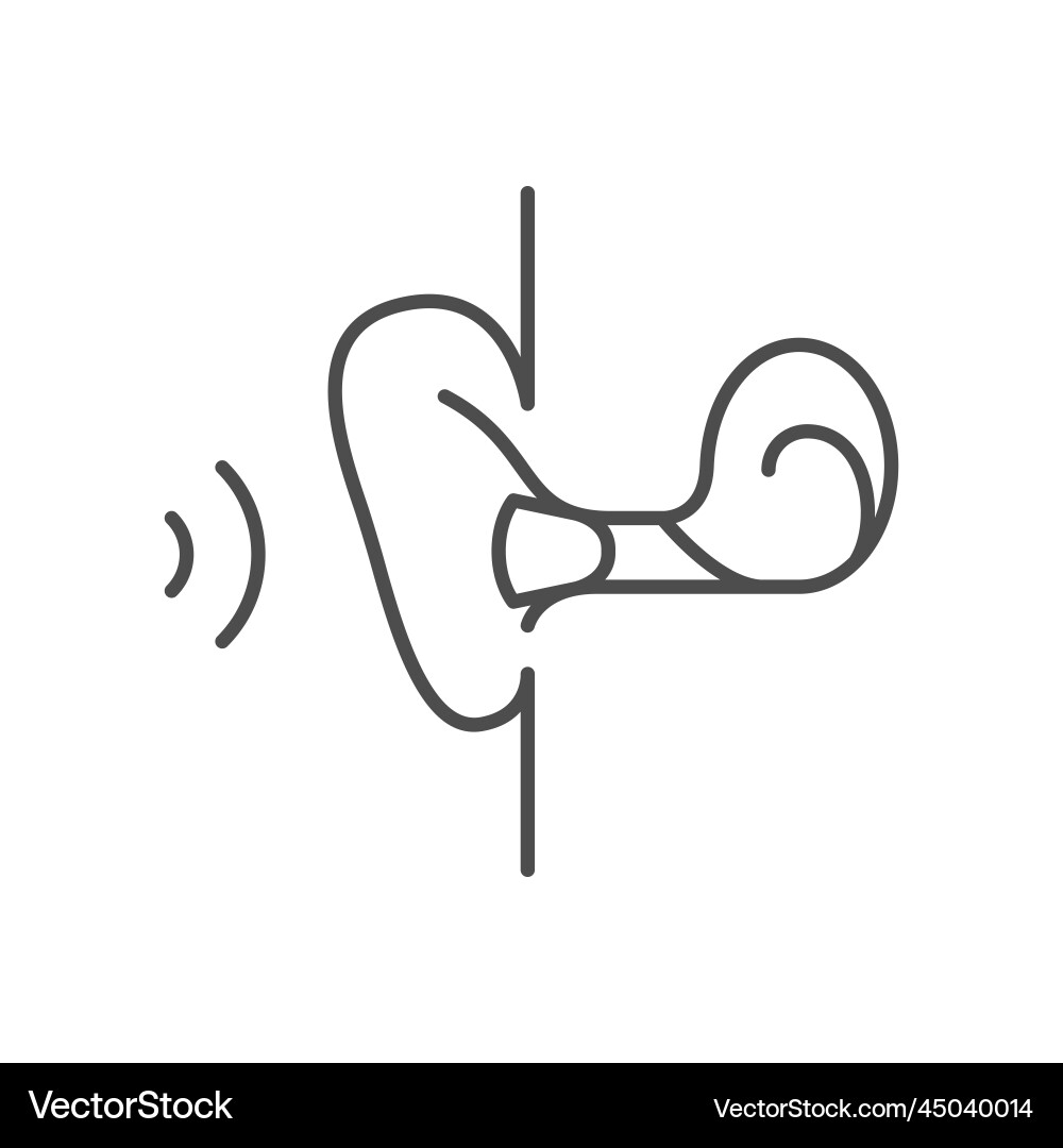 Hearing aid in ear line icon Royalty Free Vector Image