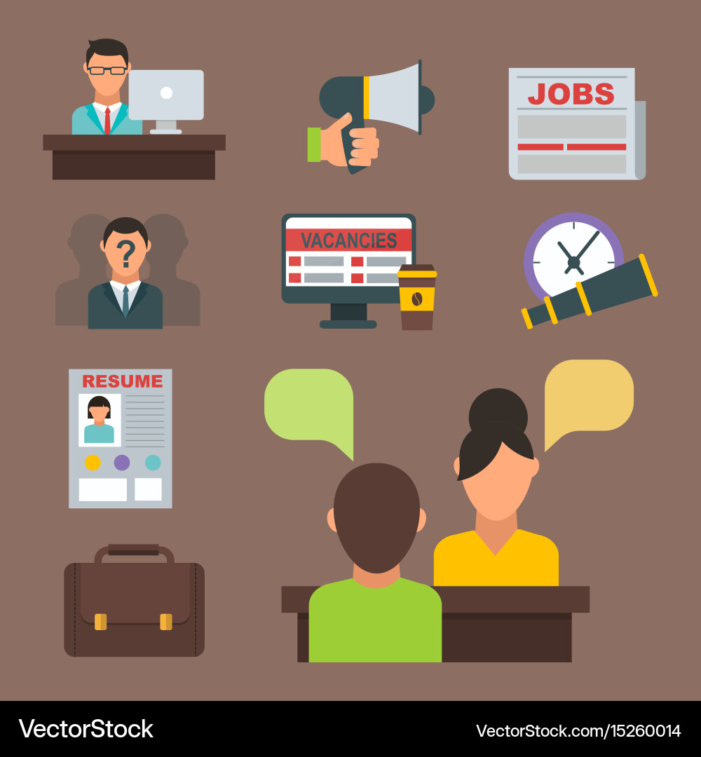 Job search icon set computer office concept Vector Image