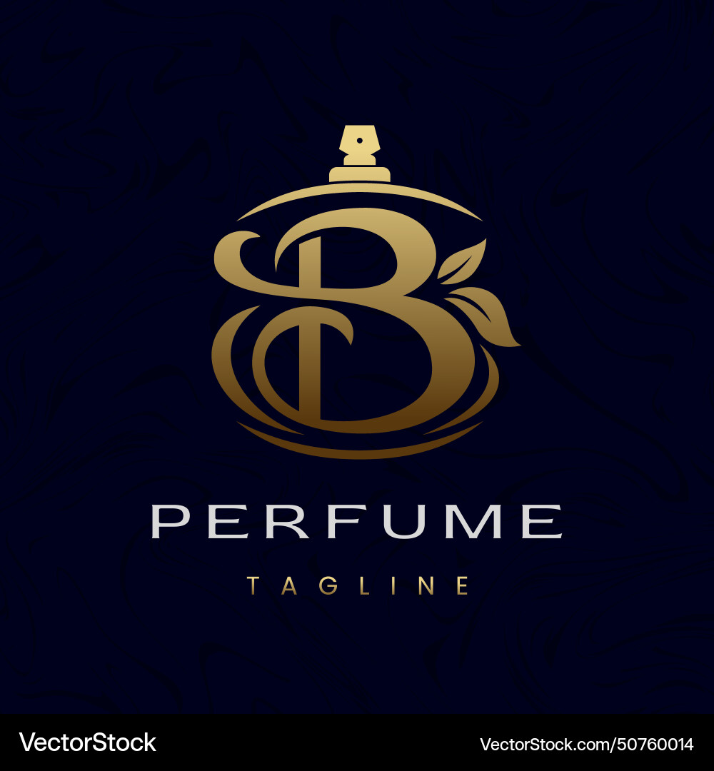 Letter b perfume logo design elegant luxury scent Vector Image