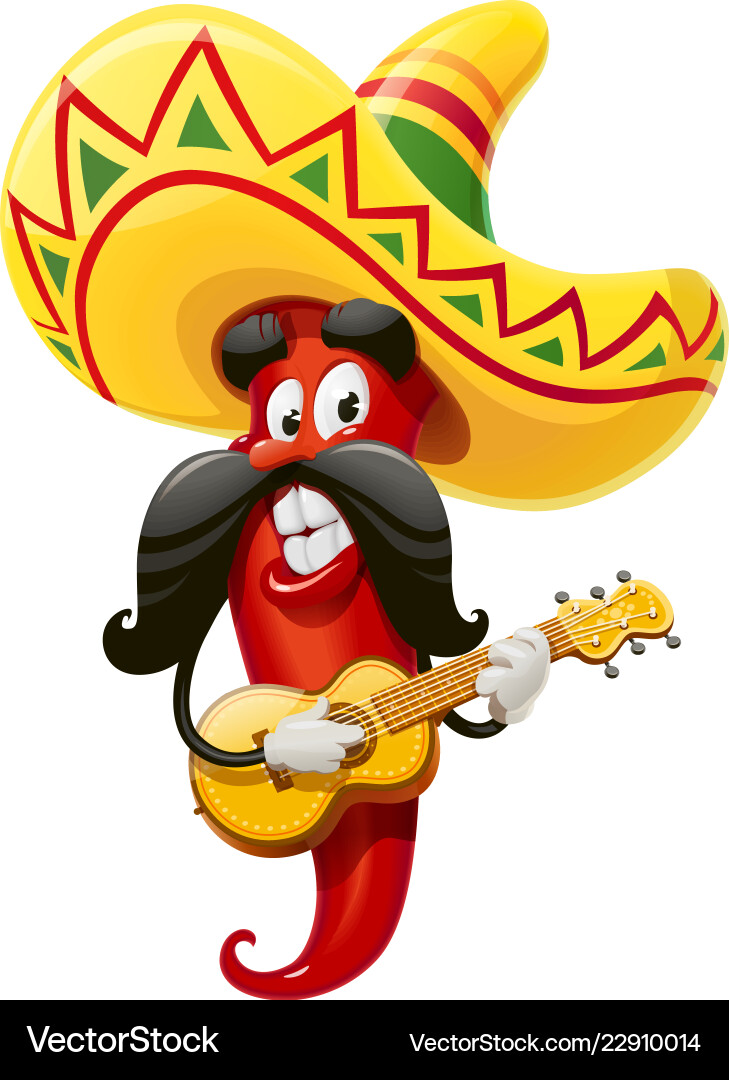 Mariachi Jalapeño Character Royalty Free Vector Image