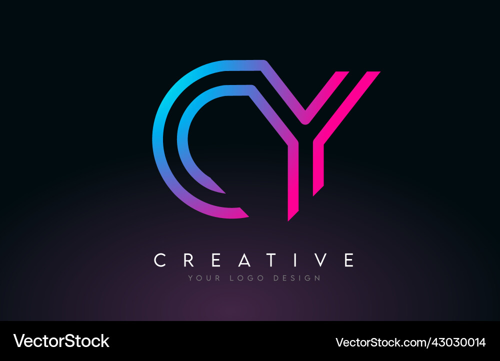 Monogram lines cy c y letter logo design creative Vector Image