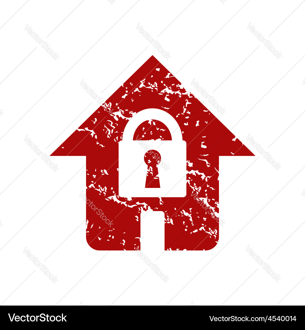 Red grunge lock house logo Royalty Free Vector Image