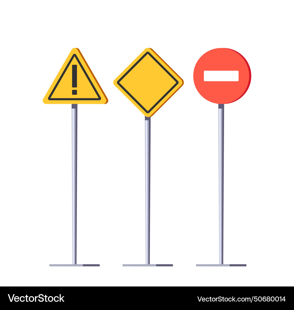Road signs standardized symbols erected beside Vector Image