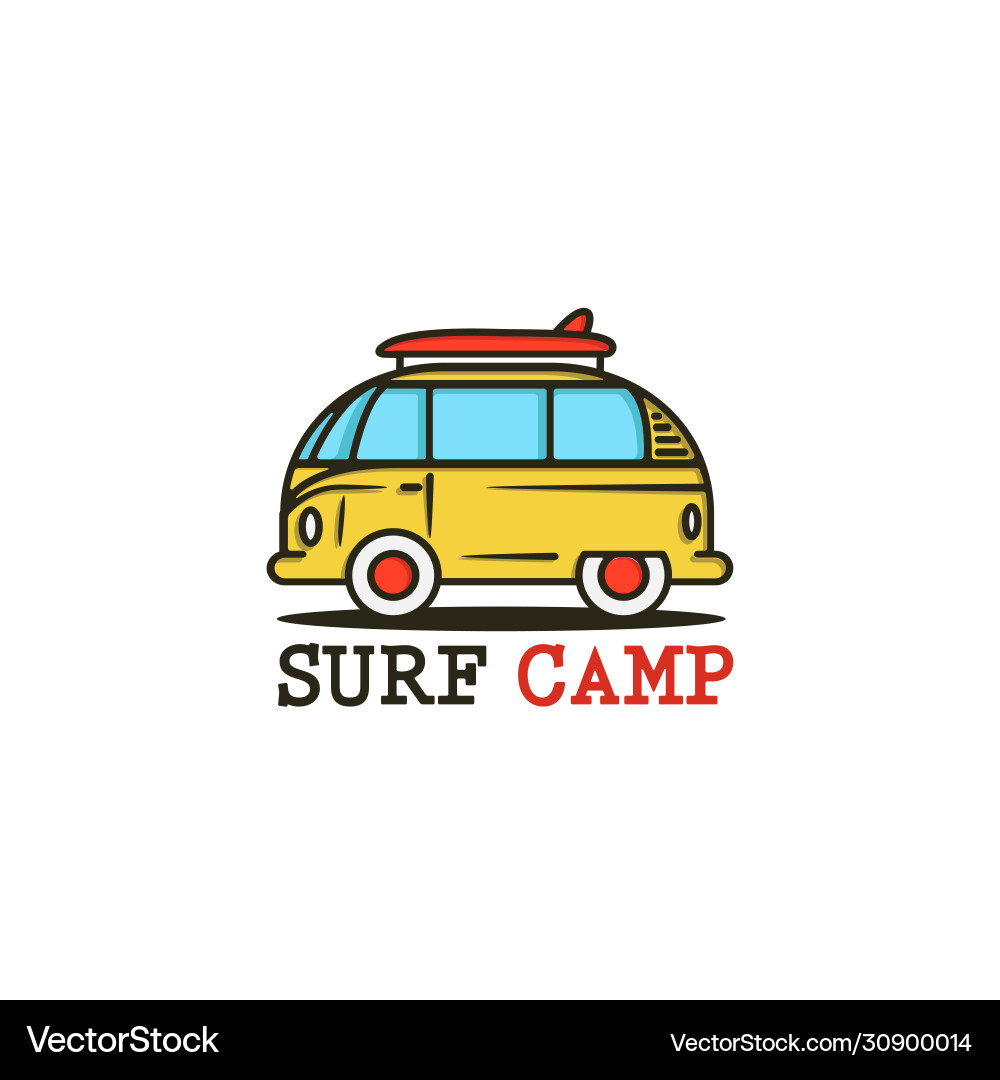 Surf bus with surfing boards retro van Royalty Free Vector