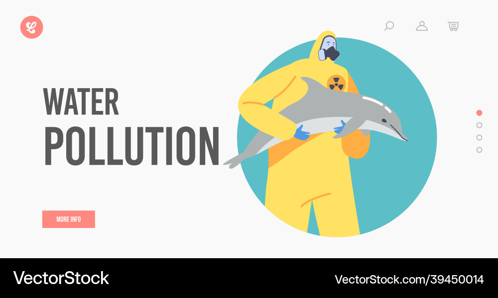 Water pollution landing page template ocean Vector Image