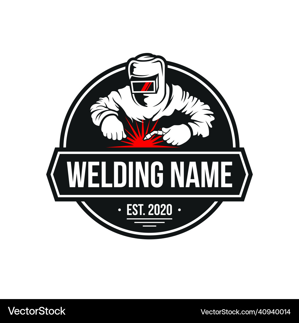 Welder Badge Logo - Industrial Metalwork Vector Image