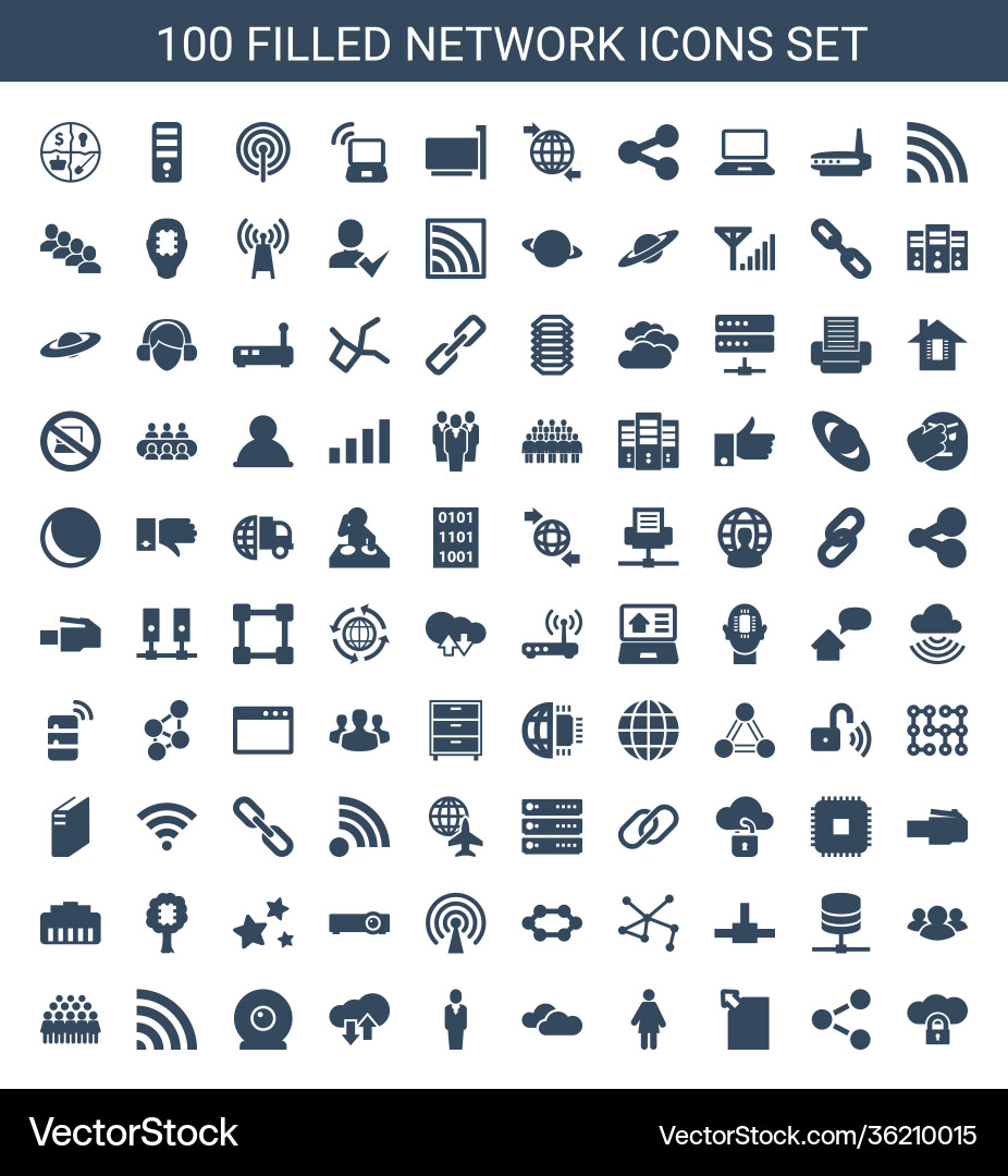 100 network icons Royalty Free Vector Image - VectorStock