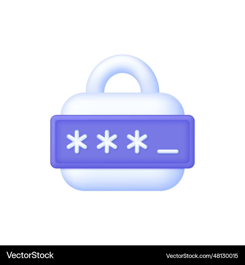 3d pin code password protection concept Royalty Free Vector