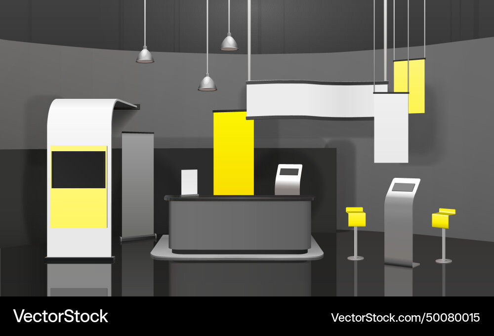 Advertising exhibition stand 3d mockup Royalty Free Vector