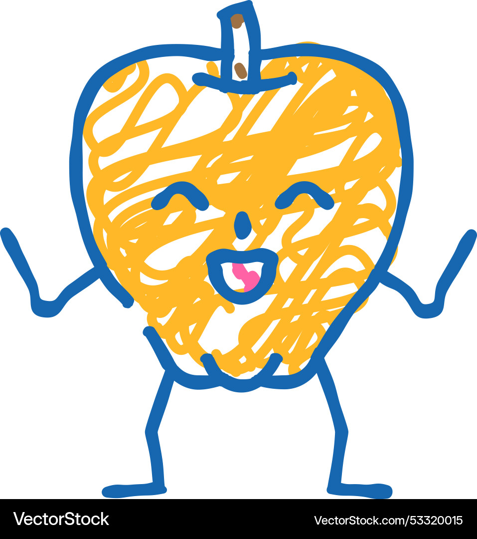 Apple fruit character icon doodle Royalty Free Vector Image