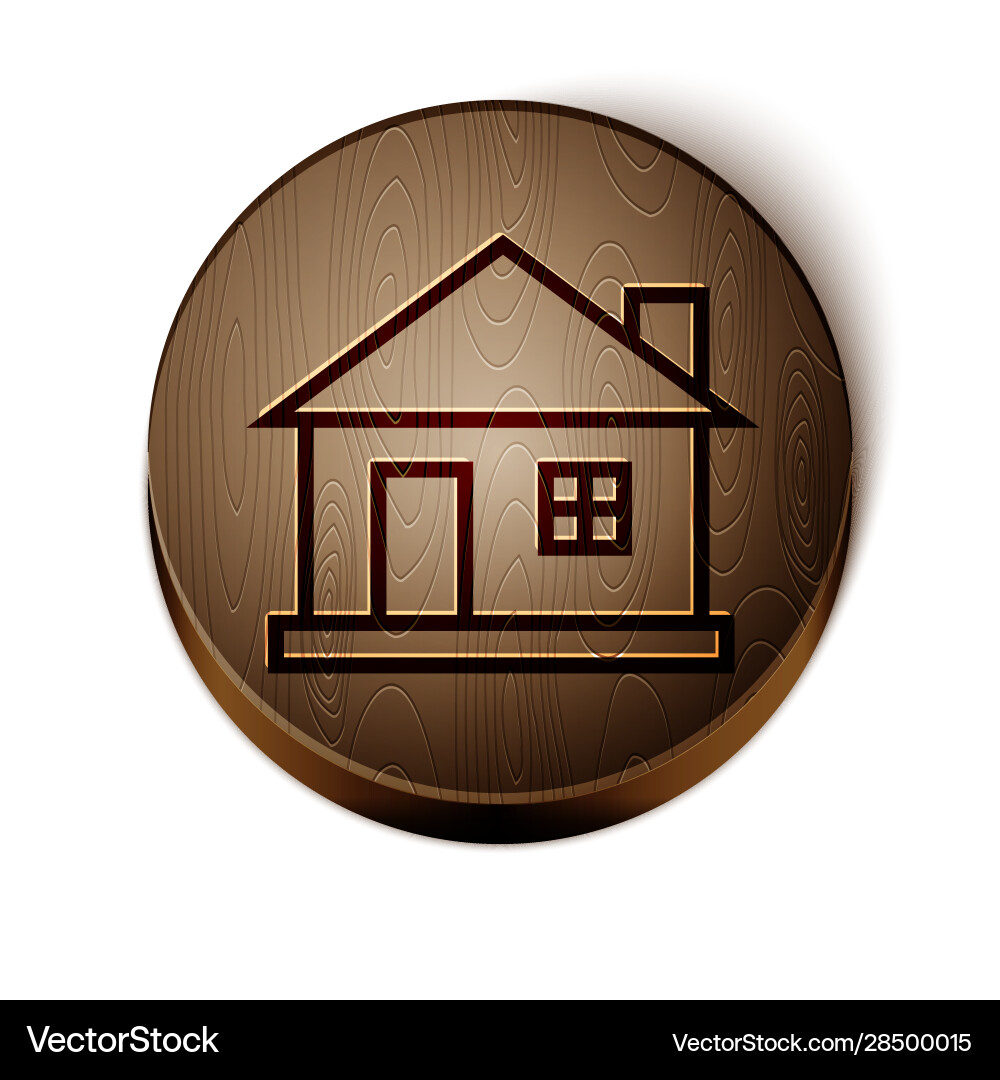 Brown line house icon isolated on white background