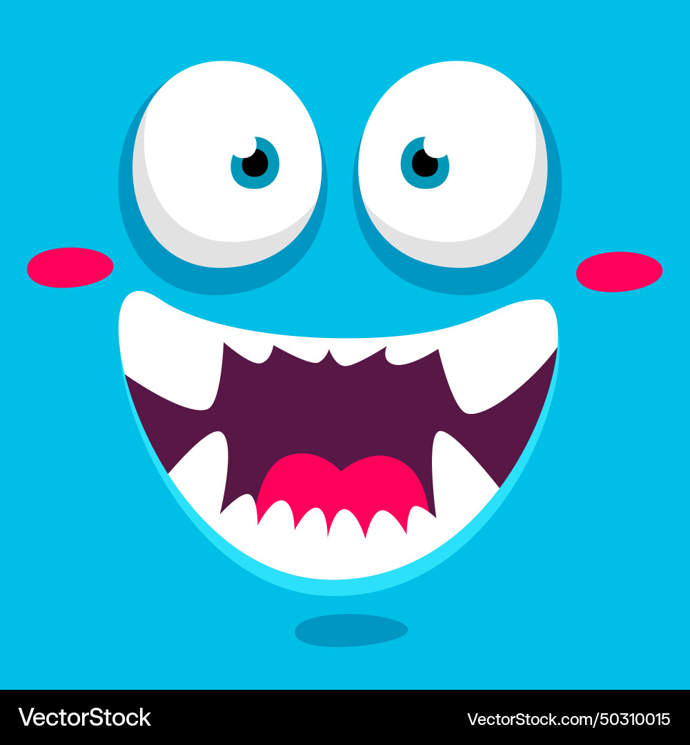 Cartoon square monster face Royalty Free Vector Image