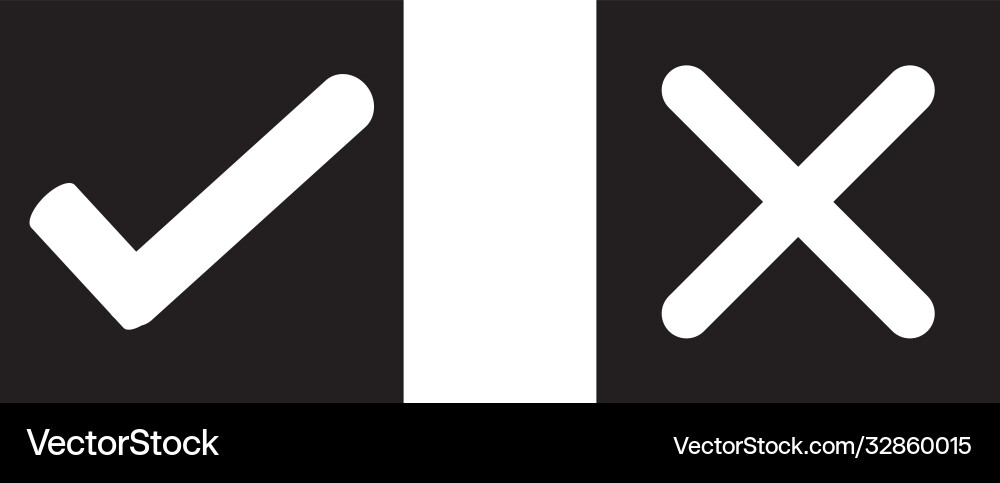 Check mark wrong icon black Royalty Free Vector Image