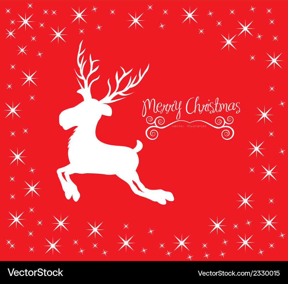 Christmas reindeer on red background Royalty Free Vector