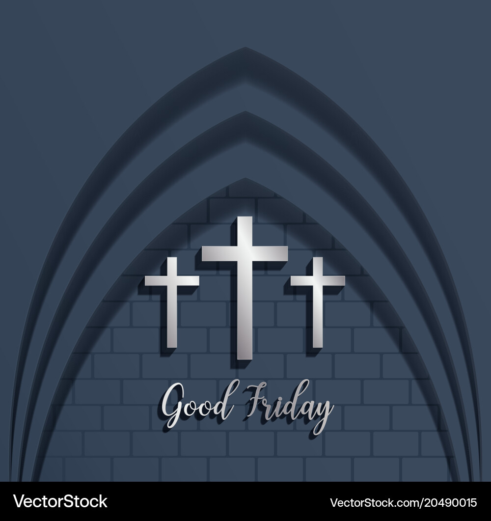 Cross for good friday on brick background Vector Image