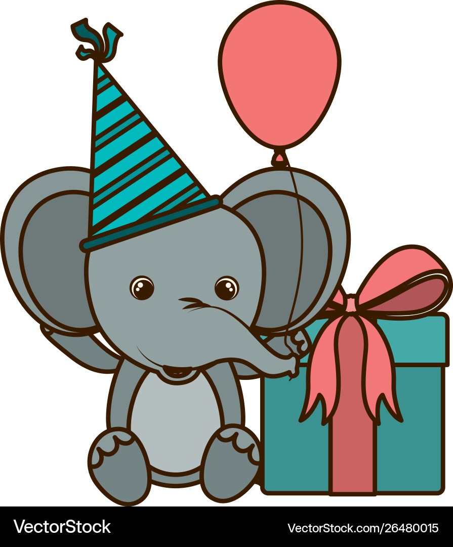 Cute elephant with gift box Royalty Free Vector Image