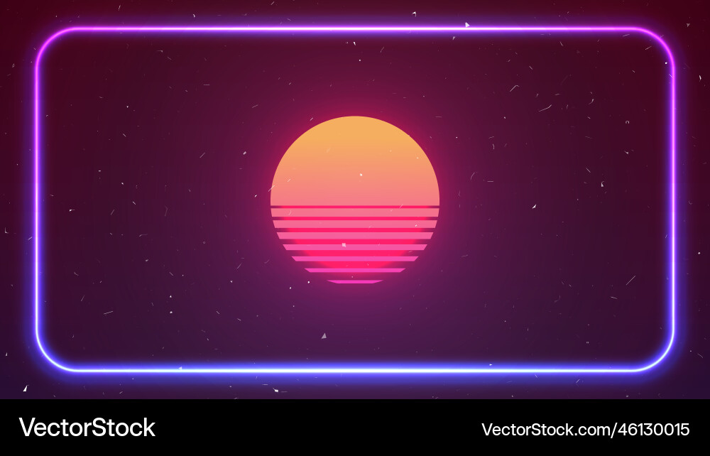 Cyberpunk Neon Retro Sun Background Royalty Free Vector