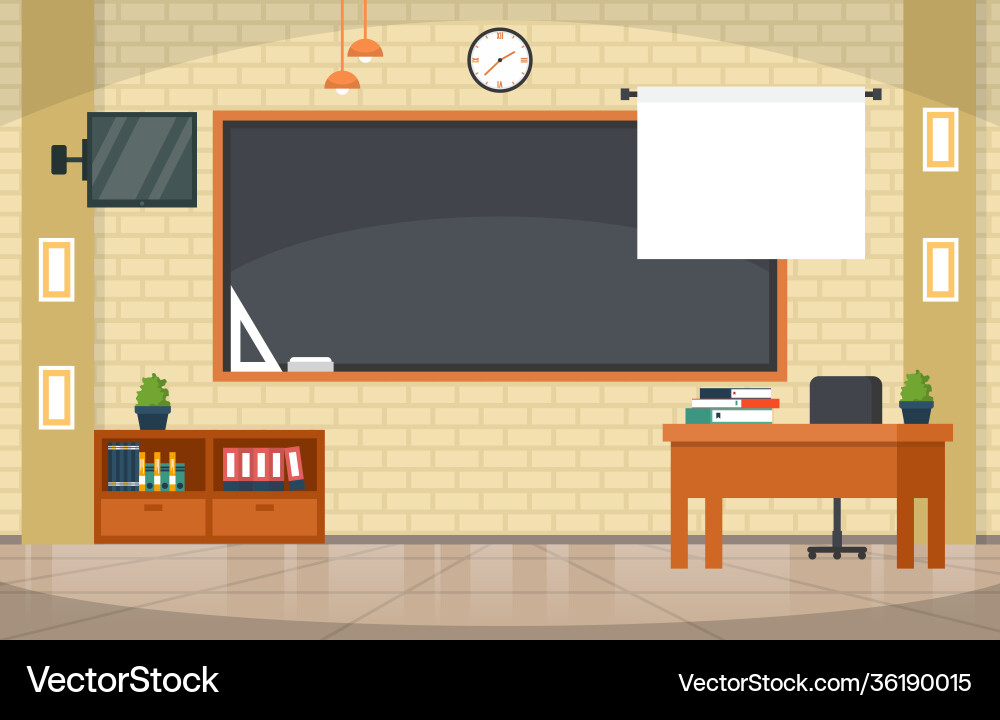 Empty classroom interior education high school Vector Image
