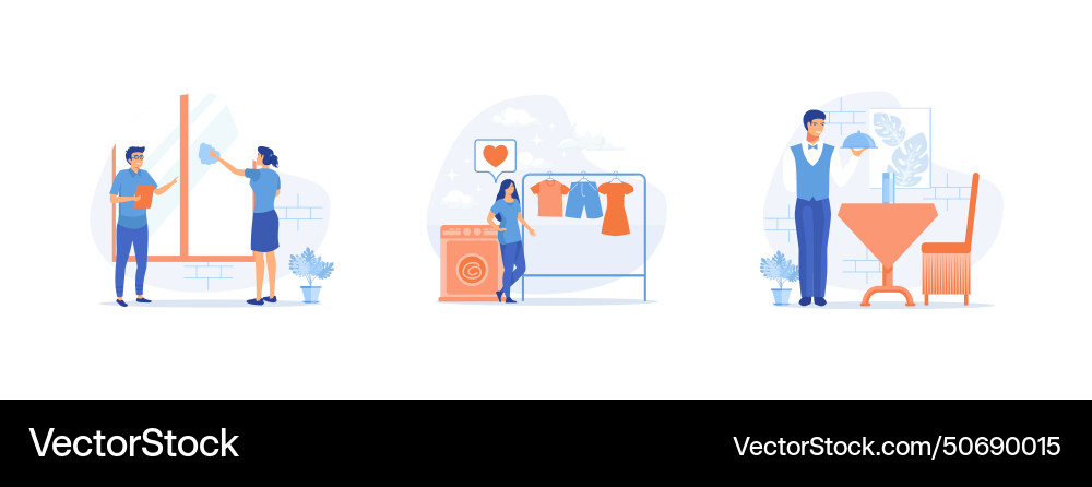 Experienced manager training staff laundry Vector Image