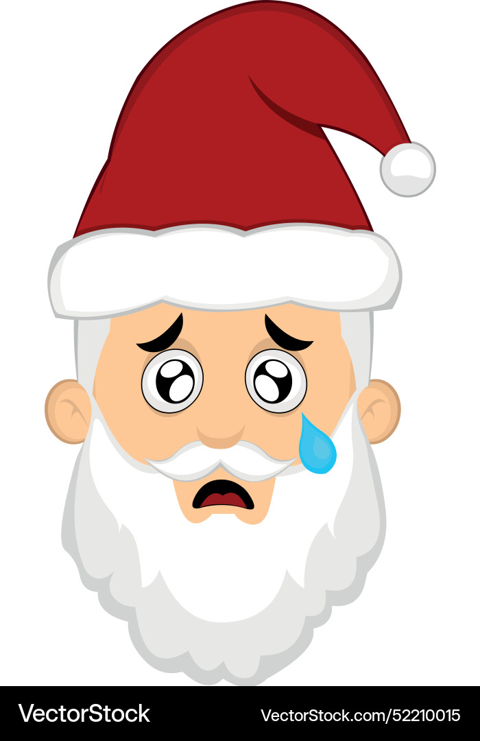 Face santa claus crying tear eye Royalty Free Vector Image