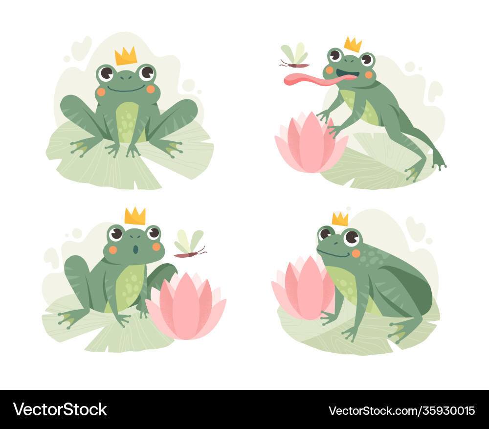 Frog stalking and hunting Royalty Free Vector Image