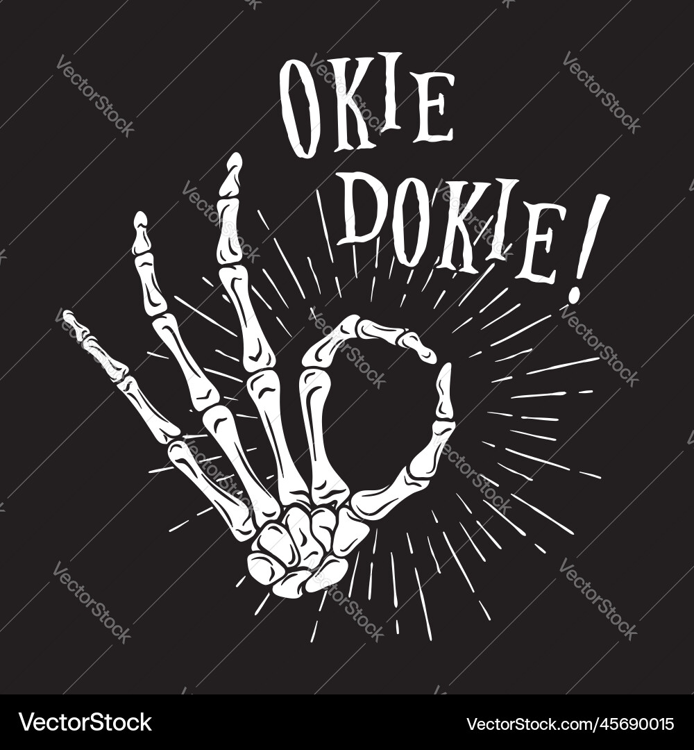 Hand drawn skeleton in okay gesture flash Vector Image